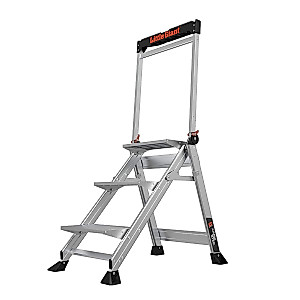 Little Giant Ladders, Jumbo Step, 3-Step, 2 Foot, Step Stool & Little Giant Ladders, Safety Step, 2-Step, 2 Foot, Step Stool, Aluminum, Type 1A, 300 lbs Weight Rating, (10210BA)