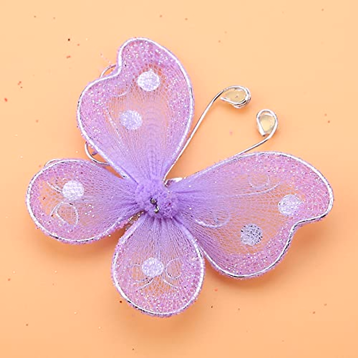Yosoo Health Gear Purple Wire Butterflies, Mesh Butterfly Sheer, 24Pcs Sheer Mesh Wire Glitter Butterfly Wedding Party Clothing Decoration DIY Supplies for Decorating(Purple)