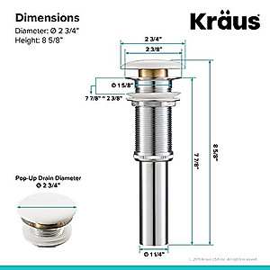 KRAUS Viva™ Round White Porcelain Ceramic Vessel Bathroom Sink with Pop-Up Drain, 16 1/2 in. D x 5 1/2 in. H, KCV-200GWH