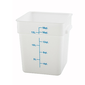 Winco Square Storage Container, 18-Quart, White