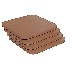 Flash Furniture Perry Set of 4 Poly Resin Wood Seat - Teak Polystyrene - Rounded Edges for Comfort - For Colorful Metal Chairs and Stools - Indoor/Outdoor