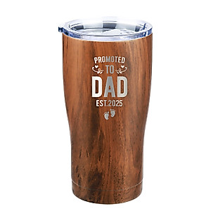 NUI LIVING Promoted to Dad Est 2025 Tumbler - New Dad Gifts Ideas - First Time Dad - Dad to Be - Daddy w/Newborn - Dads to be Present - Expecting Father Presents (Wood)