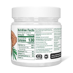 Amazon Fresh, Organic Virgin Coconut Oil, 15 Fl Oz (Previously Happy Belly, Packaging May Vary)