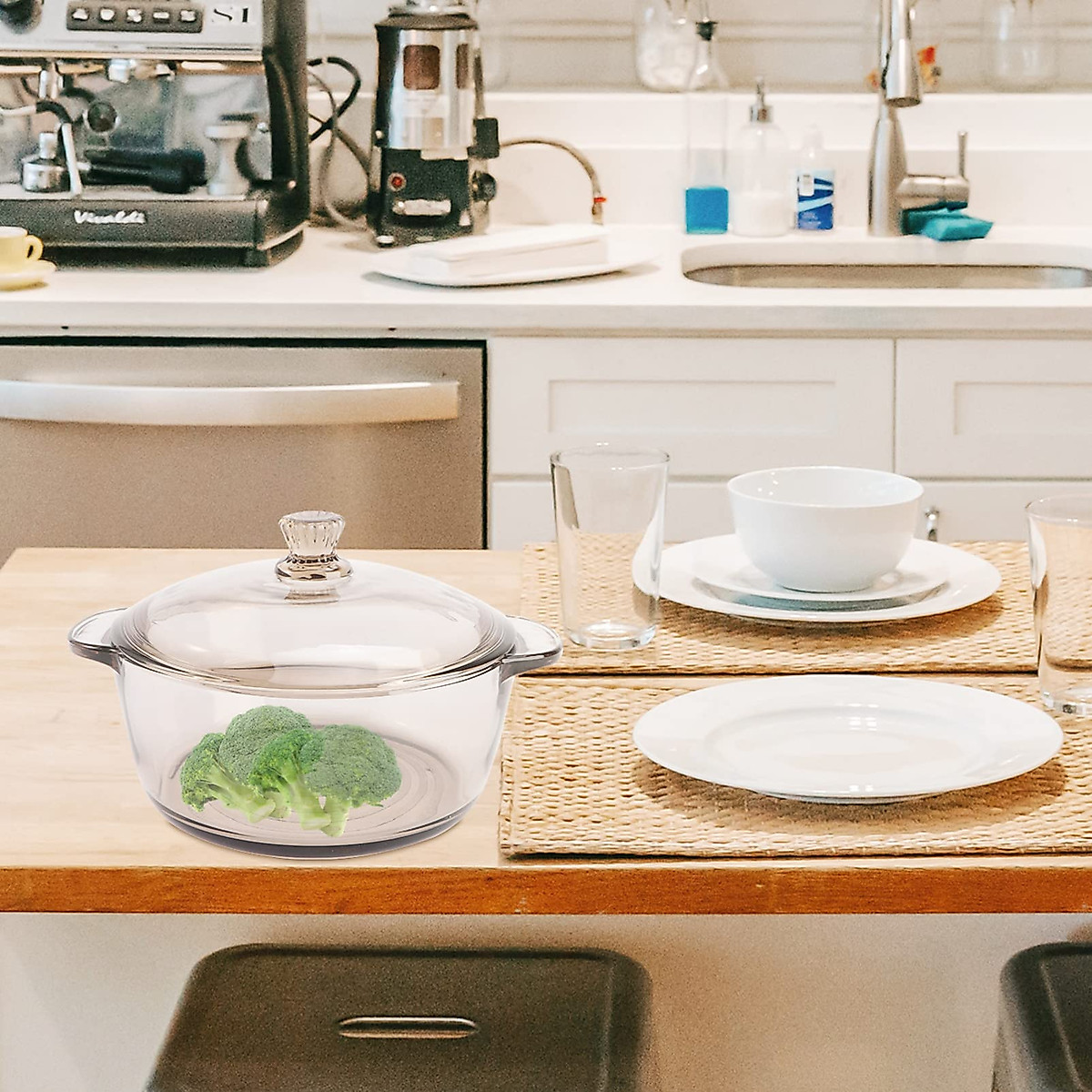 DOITOOL Glass Saucepan with Cover Heat-Resistant Glass Pot and Pan with Lid, Clear Glass Cooking Pot Cookware Set for Pasta, Noodle, Soup & Baby Food