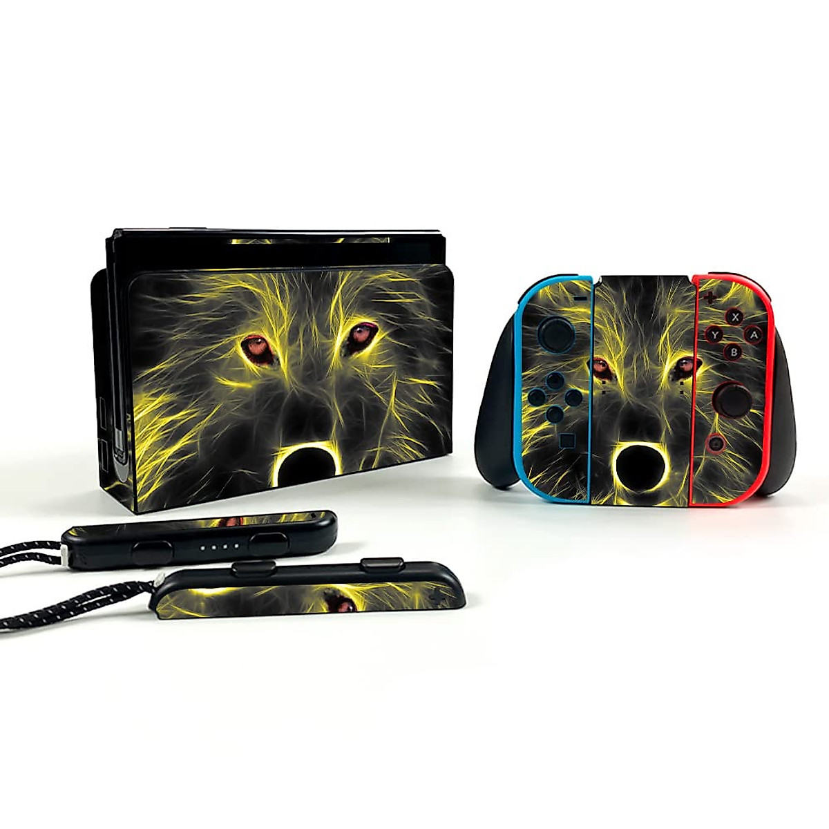 MightySkins Skin Compatible with Nintendo Switch OLED - Neon Wolf | Protective, Durable, and Unique Vinyl Decal wrap Cover | Easy to Apply, Remove, and Change Styles | Made in The USA