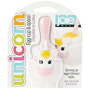 MSC International Joie Unicorn Hard Boiled Egg Cup Holder with Spoon, 2-Piece Set, One Size, White