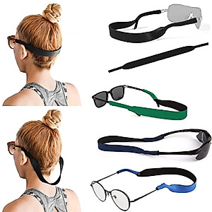 6 Pack Neoprene Glasses Straps Floating Sunglasses Eyeglass Strap Anti Slip Sports Safety Eyewear Retainer Holder for Adults Summer Water Sports Fishing Biking Hiking Rock Climbing Outdoor Adventures