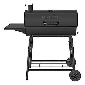 Nexgrill Premium Charcoal Barrel Grill, 29 inches Barbecue Grill, Heavy Duty Charcoal Barrel BBQ Grill, Outdoor Cooking, Side shelf, For Camping, Patio, Backyard, Tailgating Barrel Grill