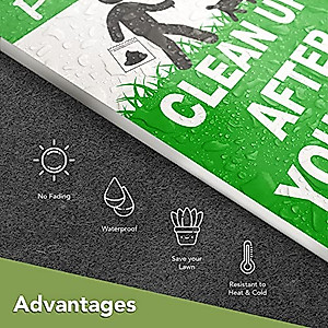 2 pcs Clean Up After Your Dog Signs - DOUBLE SIDED 8" x 12" No Dog Poop Signs for Yard Plastic - Curb Your Dog Sign - Pick Up After Your Dog Sign - No Dog Poop Signs for Yard - Dog Signs No Pooping