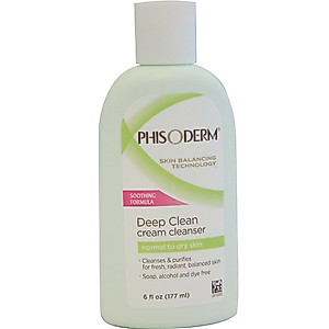 Phisoderm Deep clean cream cleanser for Normal to Dry Skin, 6 fl oz (177 ml) - Pack of 2