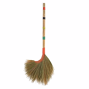 SN SKENNOVA - 40-inch Tall of Thai Grass Broom Asian Straw Broom Whisk Broom House Broom Handmade for Sweeoing wth Multi Color Handle on random