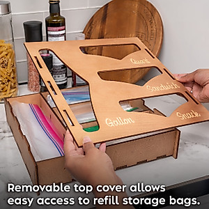 Decozion Ziplock Bag Storage Organizer - Food Kitchen Drawer Zip Lock Container Sandwich Bag, Plastic Baggie Dispenser for & Cabinet