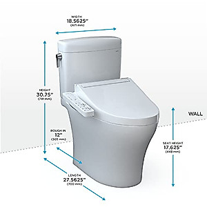 Aquia IV Cube 2-Piece 1.28 GPF Dual Flush Elongated ADA Comfort Height Toilet in Cotton White, C2 Washlet Seat Included