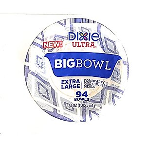 Dixie Ultra Big Bowl, 34 oz Printed Disposable Paper Bowl, 94 Count