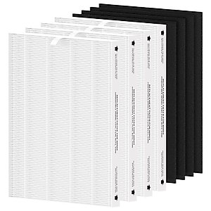 Horserdy C545 HEPA Replacement Filter S Compatible with Winix C545, Replacement for Winix S Filter Part 1712-0096-00 and 2522-0058-00, 4 True HEPA Filter + 4 Activated Carbon Pre-Filter