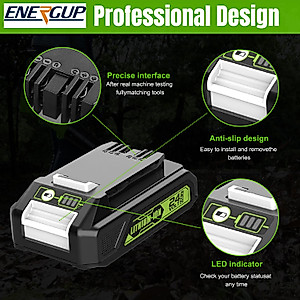 energup 2Pack 24V 3.5Ah Replacement Greenworks 24V Lithium Battery 29842 29852 29322 BAG709 BAG710 20352 22232 2508302 for Greenworks 2X24V + 2Port 29862 Charger for G-24 Greenworks 24V Battery