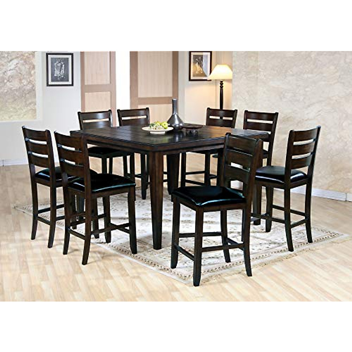 ACME Urbana Counter Height Chair (Set-2) - - Black PU & Espresso