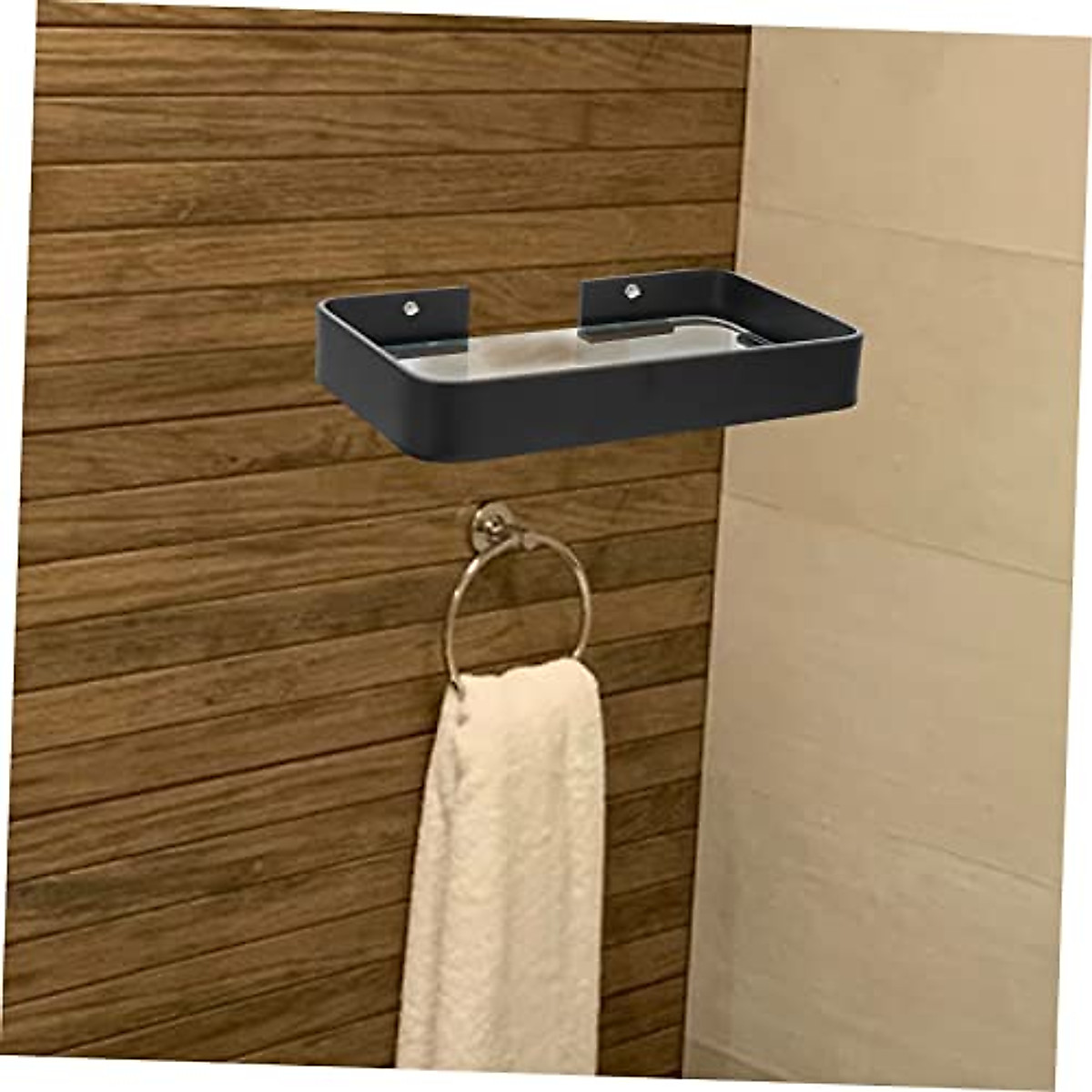 Abaodam 1 Set Shelf Metal Wall Shelf Glass Shelf Metal Organizer Shelf Farmhouse Wall Shelve Stick on Shower Shelves Adhesive Shower Wall Shelves Shampoo Storage Stand Bathroom Shelf Glass