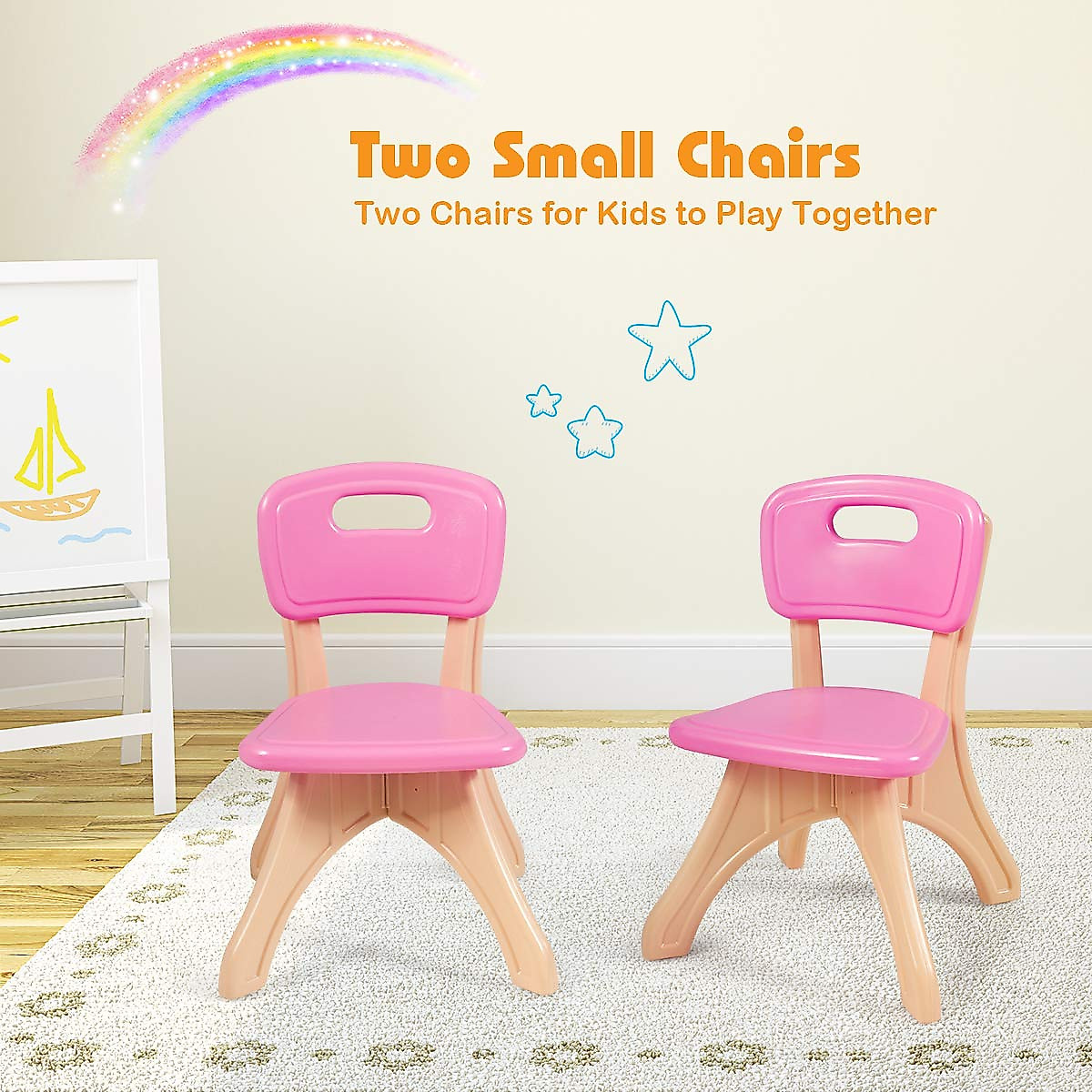 GLACER Toddler Table and Chair Set - 3 Pieces Toddler Table with 4 Storage Bins, Kids Table and Chairs Ages 3-7, Kids Table and Chairs for Reading, Drawing, Playroom, Snack Time…