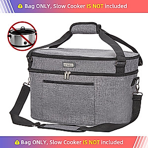 HOMEST Slow Cooker Bag for Crock-Pot 6-8 Quart, Insulated Travel Carrier with Easy to Clean Lining, Carry Case with Top Zip Compartment and Accessory Pocket (Bag Only)