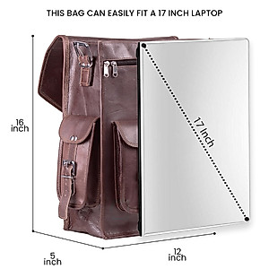 Handmade World Brown Vintage Leather Backpack Laptop Messenger Bag Rucksack Sling for Men Women (12" x 16")