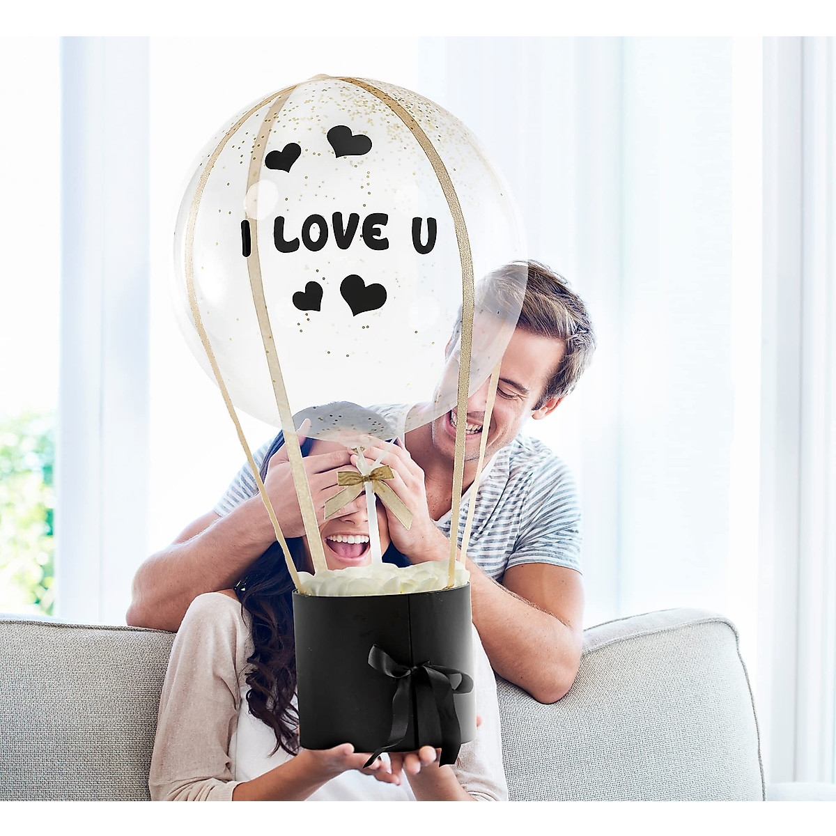 Surprise Gift Box for Women with Bobo Balloon & Letters for Happy Birthday, Mother’s Day, Valentine's Day, Anniversary. Premium Present with Mock Flowers for Mom, Wife, Girlfriend, Sister, Pink