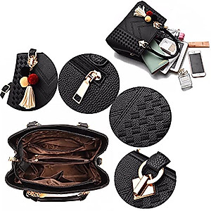 Small Women Satchel Handbag Ladies Purses Handbags Women Crossbody Bag Black PU Leather Tote Bag Shoulder Bag Gifts for Her