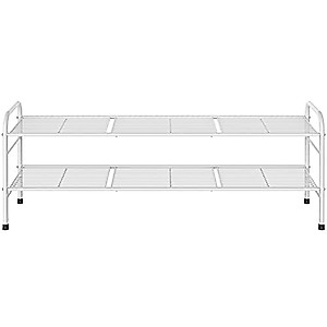 Dicasser 2-Tier Long Shoe Rack Organizer Extra Large Capacity for 18 Pairs,White