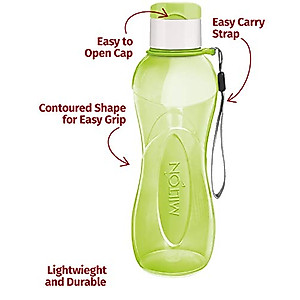 MILTON 32 oz. Large Water Bottle 4 Set Sports Water Bottles for Kids Adults Reusable Water Bottle Plastic Wide-Mouth BPA Free Leak-Free Lightweight Drink Bottle with Carry Strap Hiking Gym Bike Travel