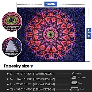 ADDWel Blacklight Mandala Boho Tapestry Glow In The Dark, Black Light Bohemian Hippie Poster Wall Hanging for Bedroom Aesthetic Wall and Room Decor (30" x 40", Mandala)