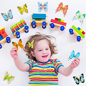Plastic Butterflies Toy Butterflies Action Figures Art Lifelike Butterfly Decoration Removable Reusable for Party Favor Wall Decor, 12 Styles(36 Pieces)