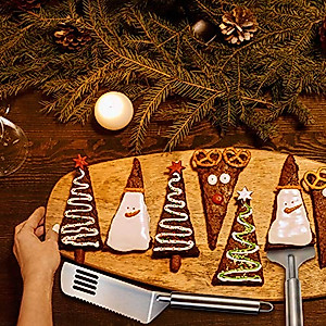 4 Pieces Pie Server Set Stainless Steel Pie Spatula Serrated Cake Cutter with Comfortable Handle, Easy to Grip for Cutting and Serving Desserts Brownies Pizza and Cake