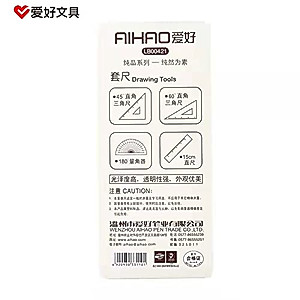 kmobruzy 4Pcs Math Geometry Tool Set Includes Plastic Clear Ruler Protractor Ruler for School Office-Home Supplies Ruler Measuring Tool