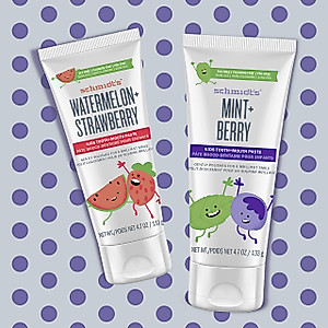 Schmidt's Children's Toothpaste For Clean Teeth, Mint + Berry, Fluoride Free 4.7 oz 6 Count