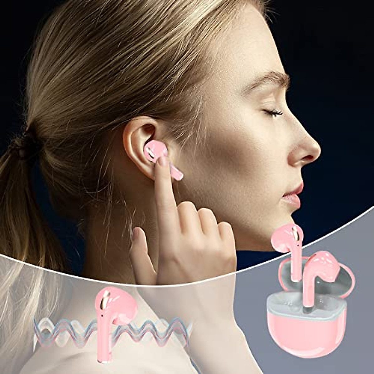 Bluetooth Headphones, Sports Bluetooth Earbuds Gym Wireless Earbuds, Waterproof Sweatproof Noise Canceling Ear Buds with HiFi Stereo Sound, Mini Charging Case Ear Buds for Android iOS