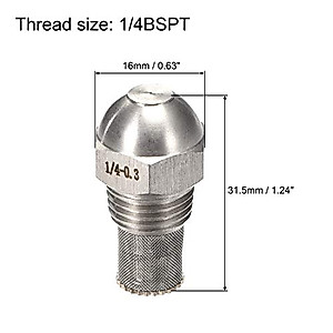 uxcell Mist Nozzle - 1/4BSPT 0.3mm Orifice Dia 304 Stainless Steel Fine Atomizing Spray Tip