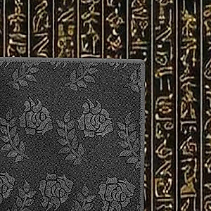 Modern 3D Home Area Rugs Ancient Golden Egyptian Hieroglyphs Alphabet Over Black Ancient Carpets Non-Slip Extra Size Yoga Mat Runner Rug for Living Room Bedroom Girls Playroom Home Decor
