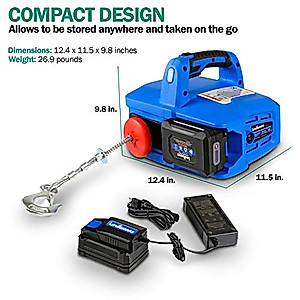 Landworks Electric Towing Winch Hoist Portable Cordless 1000 lbs 1/2 Ton Max Weight Brushless Motor Li-Ion Battery Powered 20' Foot Steel Braided Cable for Off Road ATV Truck Boat Trailer Hunting