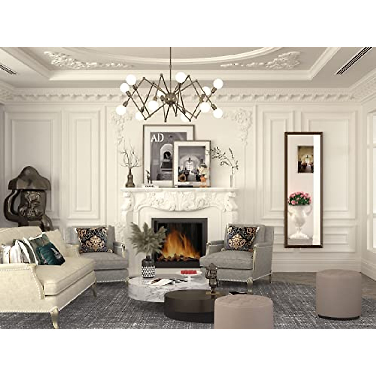 PILOCOS Upgraded 65 x 22 Inch Full Length Floor Mirror, Bronze Wall Mounted Full Body Mirror with Beveled Stereoscopic Aluminum Alloy Frame, Large Dressing Mirror for Living Room/Entryway/Bedroom