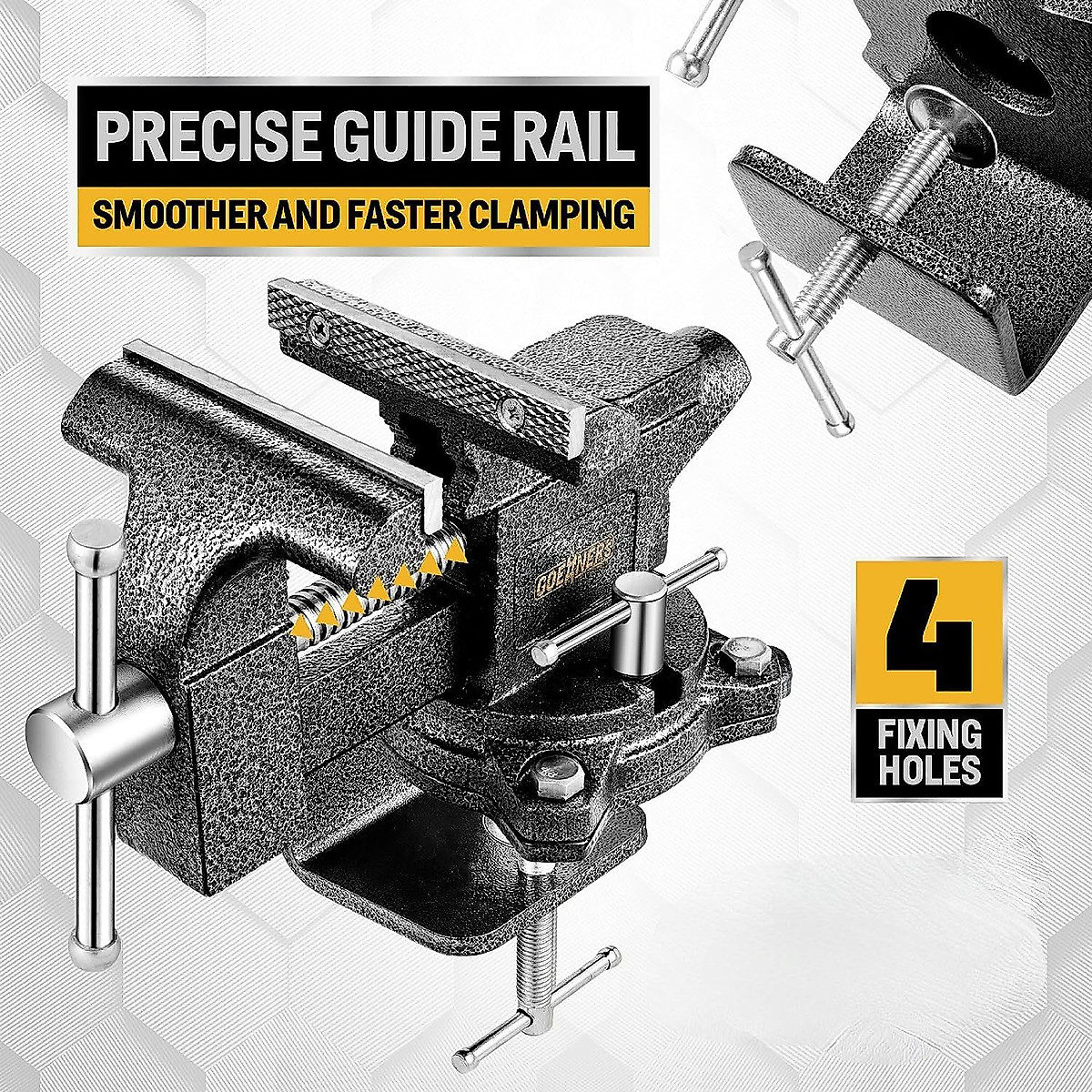 Updated 2-In-1 Bench Vise or Table Vise 4.5 Inch, Clamp Vice for Workbench Constructed with Cast Steel, Heavy Duty Workbench Vise Swivel for Woodworking