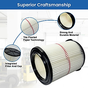 2 Pack CMXZVBE38754 Filter for Craftsman Shop Vac Wet Dry 5 to 20 Gallon, 9-38754 Red Stripe General Purpose for Craftsman 5 6 8 9 12 16 32 Gallon Shop Vacuum Replacement Filters