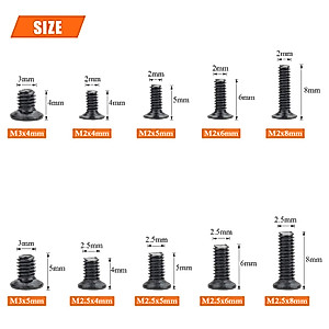 HELIFOUNER 600 Pieces M2 M2.5 M3 Phillips Flat Head Screws, Electronic Repair Screws for SSD, Laptop Notebook Computer