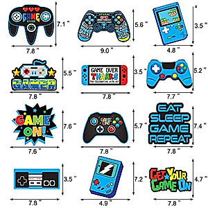 TMCCE Blue Video Game Party Supplies Gaming Party Decoration For Paper Plates,Cups,Napkins, Straws,Hanging Swirls,Balloons And Happy Birthday Banner For Gamer Birthday Party Decoration(NO Tablecloth)
