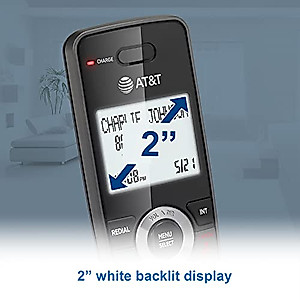 AT&T GL2101-2 DECT 6.0 2-Handset Cordless Home Phone with Call Block, Caller ID, Full-Duplex Handset Speakerphone, 2" White Backlit Display, Lighted Keypad (Graphite & Black)
