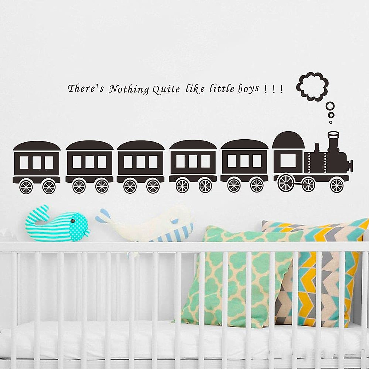 ANFRJJI Train Wall Decal and High-Speed Rail Wall Sticker with Removable PVC - Perfect for Decorating Kids' Rooms, Nurseries, and Student Dorms JWH142 (Black)