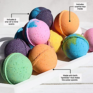 Sky Organics - Kids Bath Bomb Gift Set, Bath Bombs with Surprise Kids Bath Toys Inside - Epsom Salt, Fizz, Fun Colors - Natural, Vegan & Cruelty Free - Kids Skin Care & Self Care - 6 Scents