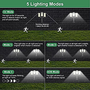 Ceena Outdoor Solar Lights with Romote, IP65 Waterproof Motion Sensor Solar Street Light, 384LEDs 2000lm Super Bright Security Pole Light for Front Door, Patio, Street, Backyard, 1 Pack