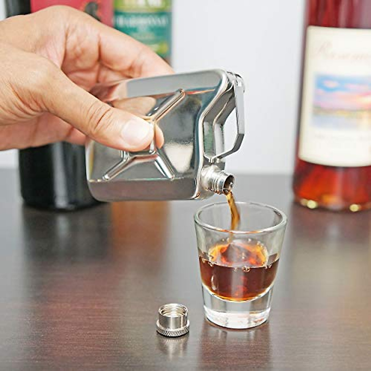 Fairly Odd Novelties Gas Can Flask, 4oz Funny Retro Novelty Drink Holder Gag Gift, 4 oz, Silver