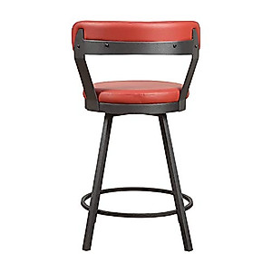 Lexicon Hoisington Swivel Counter Height Chairs (Set of 2), 25.5" SH, Red