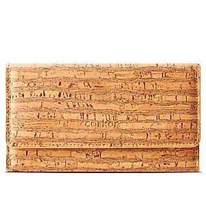 Corkor Cork Slim Long Wallet – Women’s Clutch - RFID Blocking - Vegan Leather – Cruelty Free – Eco Friendly - Zebra